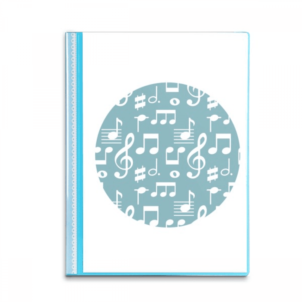 White Music Notes Bar Blue Book Sheet Protectors Portfolio Binder ...