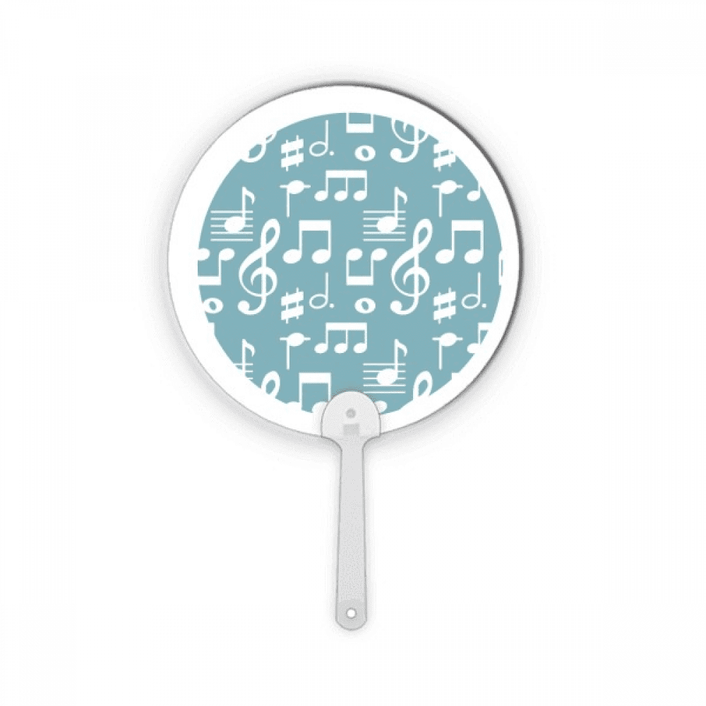 White Music Notes Bar Blue Plastic Round Handheld Fan Decorations Craft ...