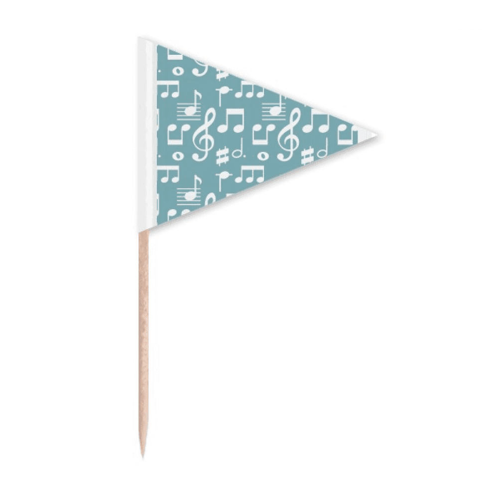 White Music Notes Bar Blue Toothpick Triangle Cupcake Toppers Flag ...