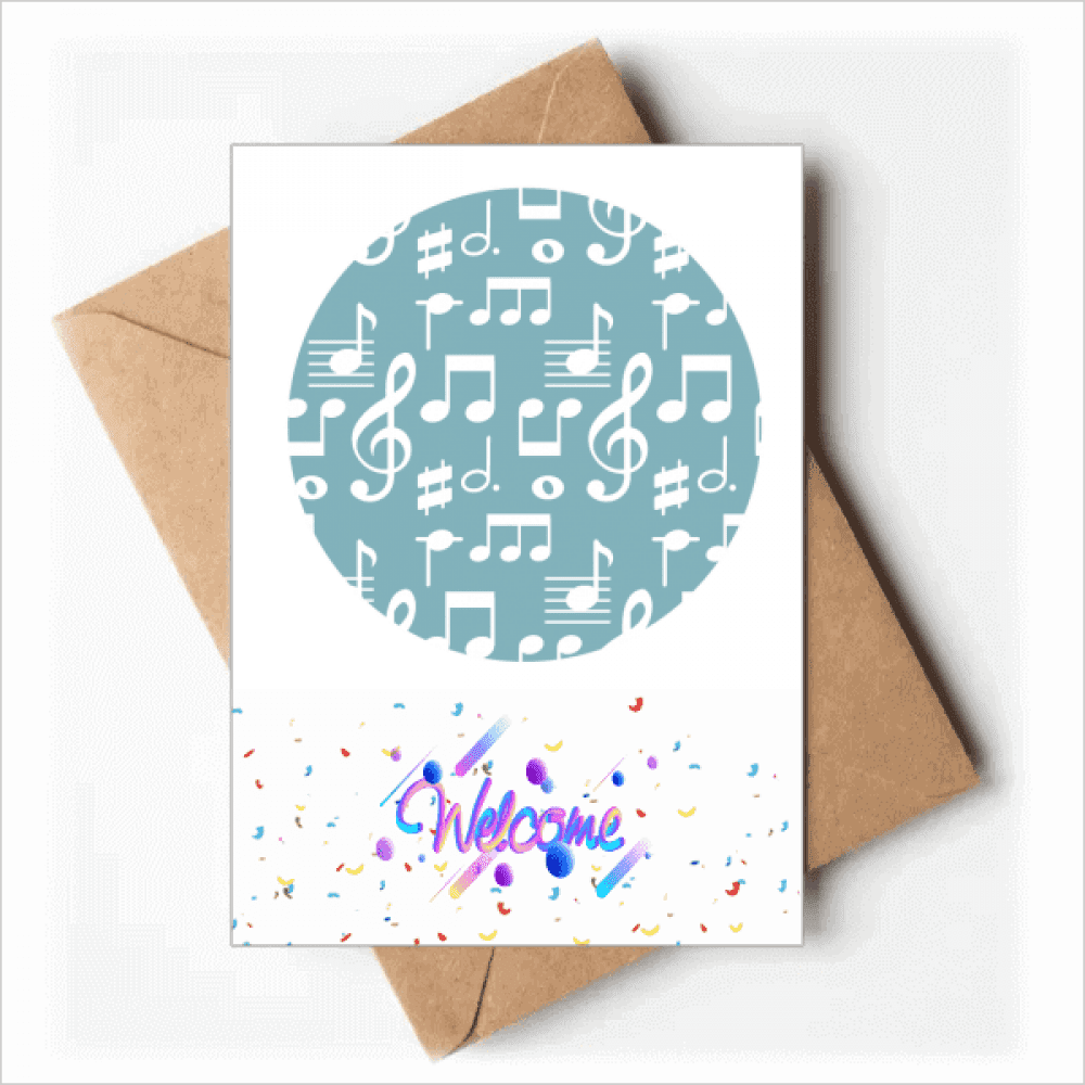 White Music Notes Bar Blue Welcome Back Greeting Cards Envelopes Blank ...