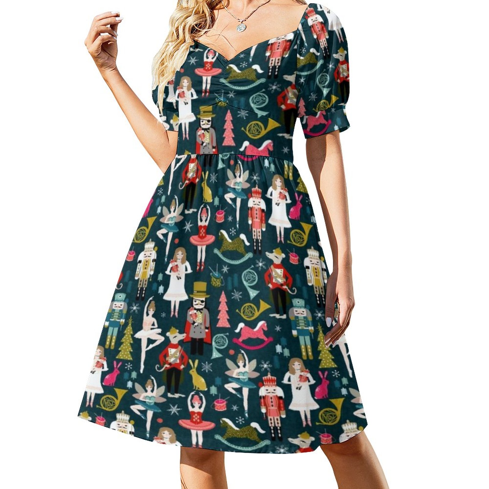 White Music Notes Dress Musician Vintage Dresses Summer Simple Casual ...