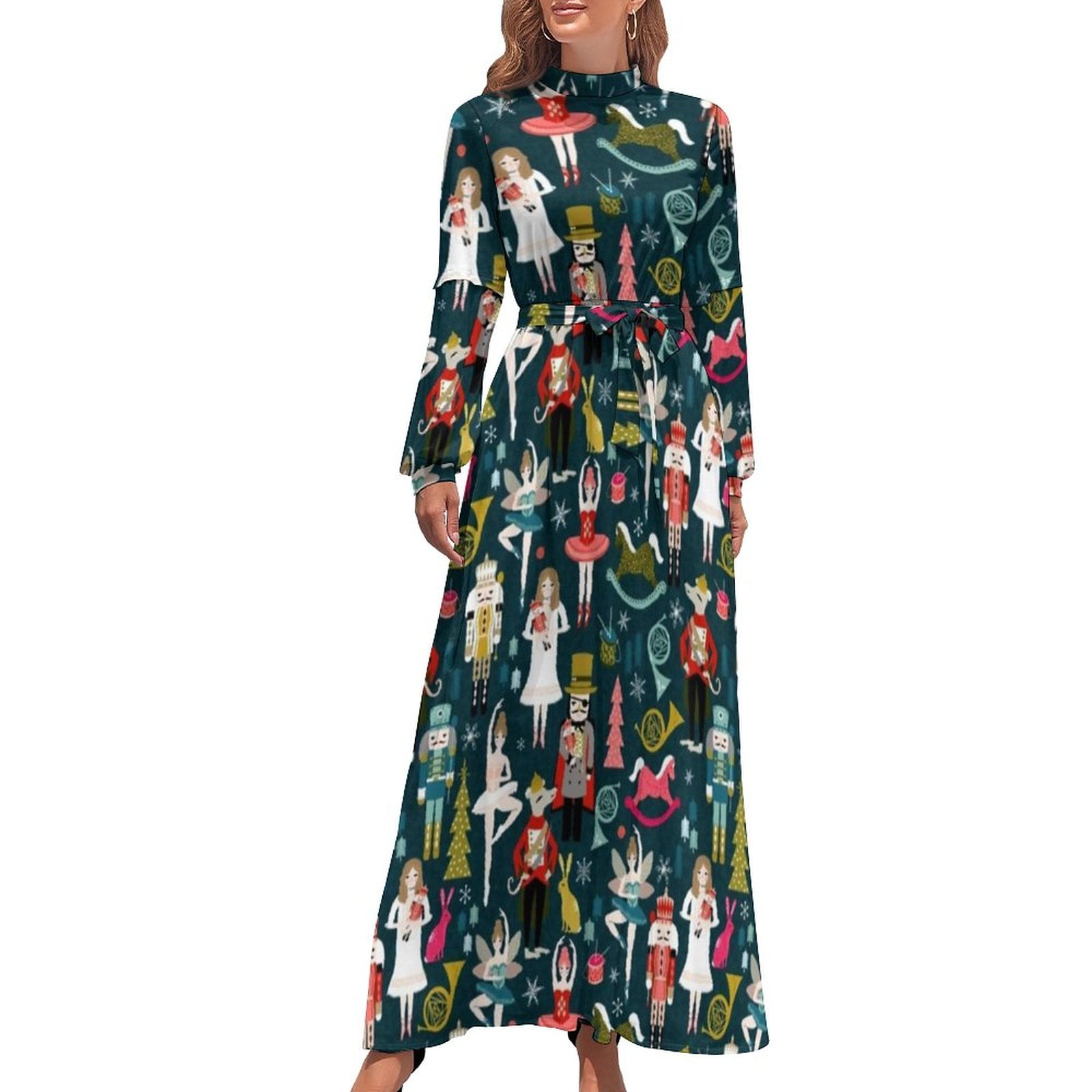 White Music Notes Dress Note y Print Maxi Dress Aesthetic Bohemia Long ...