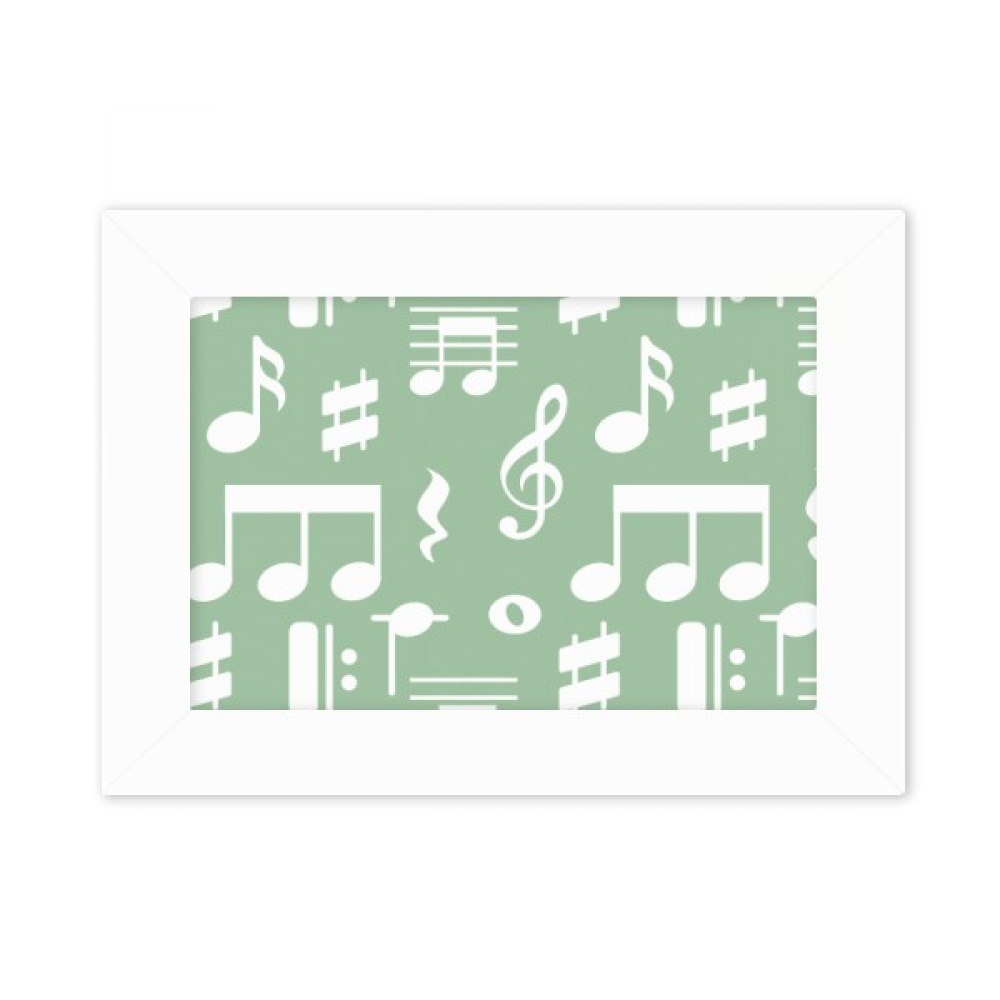 White Music Notes Green Photo Mount Frame Picture Art Painting Desktop ...