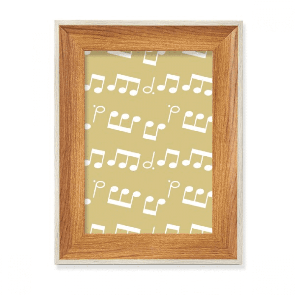 White Music Notes Light Yellow Desktop Wooden Photo Frame Display ...