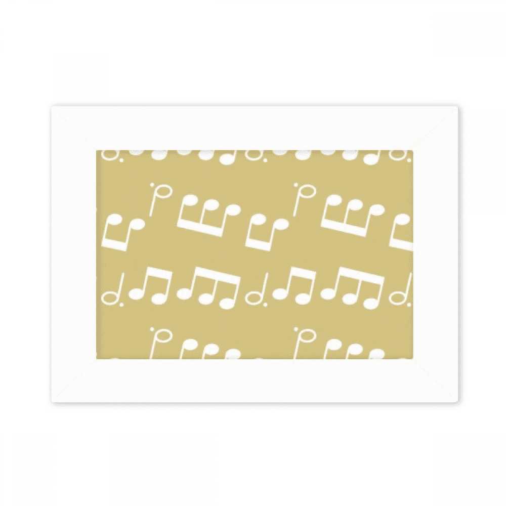 White Music Notes Light Yellow Photo Mount Frame Picture Art Painting ...