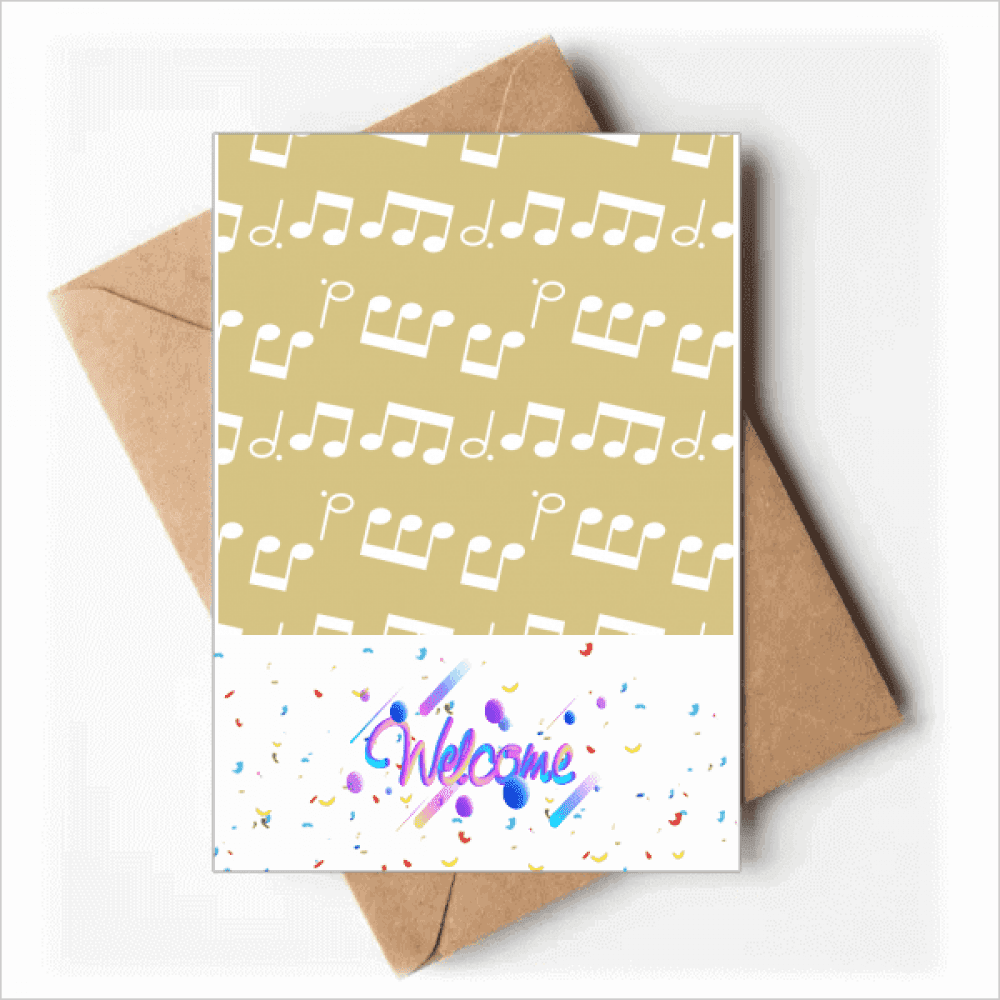 White Music Notes Light Yellow Welcome Back Greeting Cards Envelopes ...