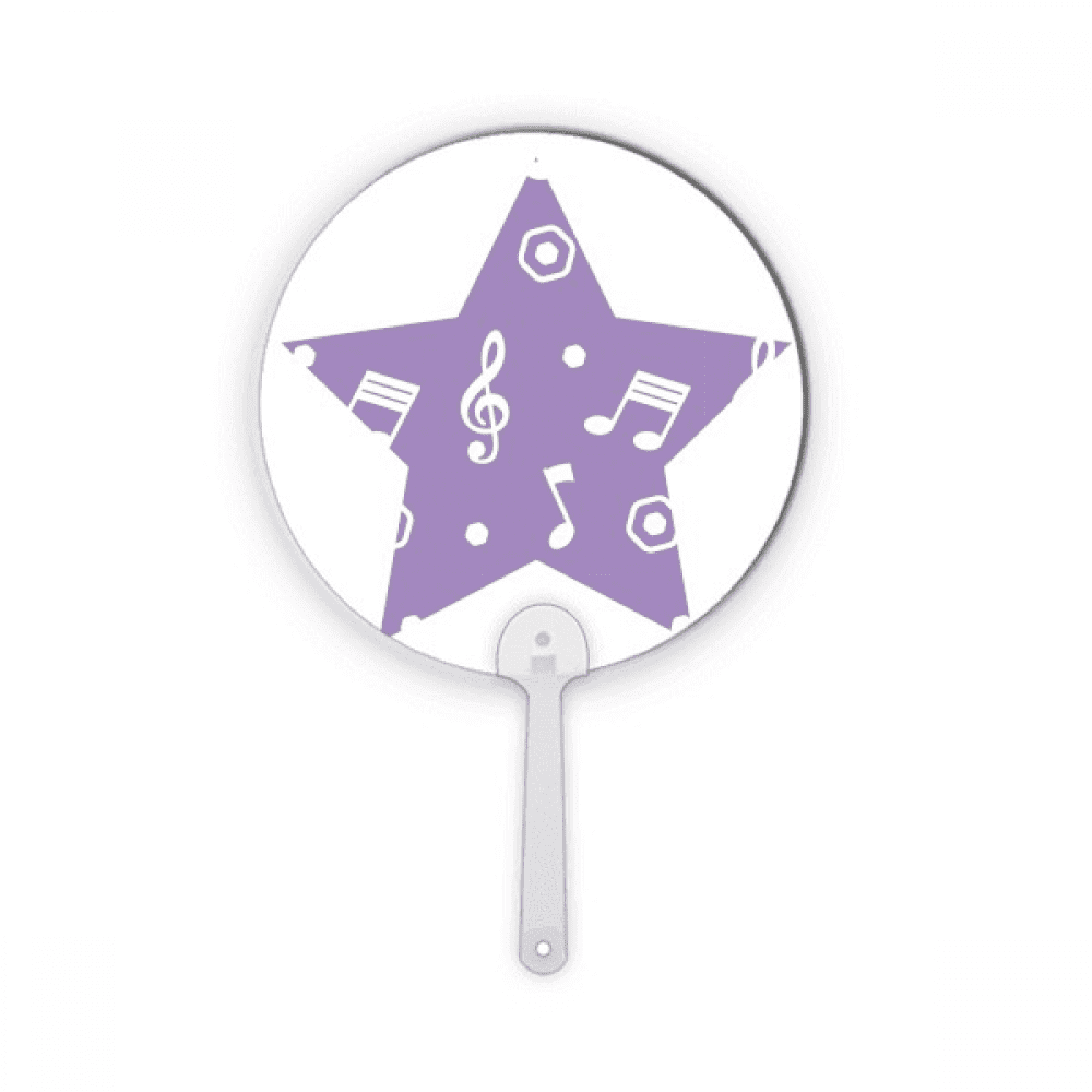 White Music Notes Purple Art Deco Fashion Plastic Round Handheld Fan ...