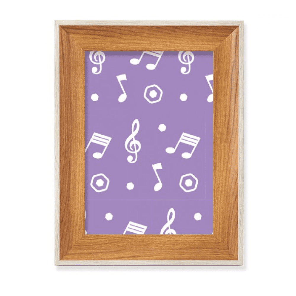 White Music Notes Purple Desktop Wooden Photo Frame Display Picture Art ...
