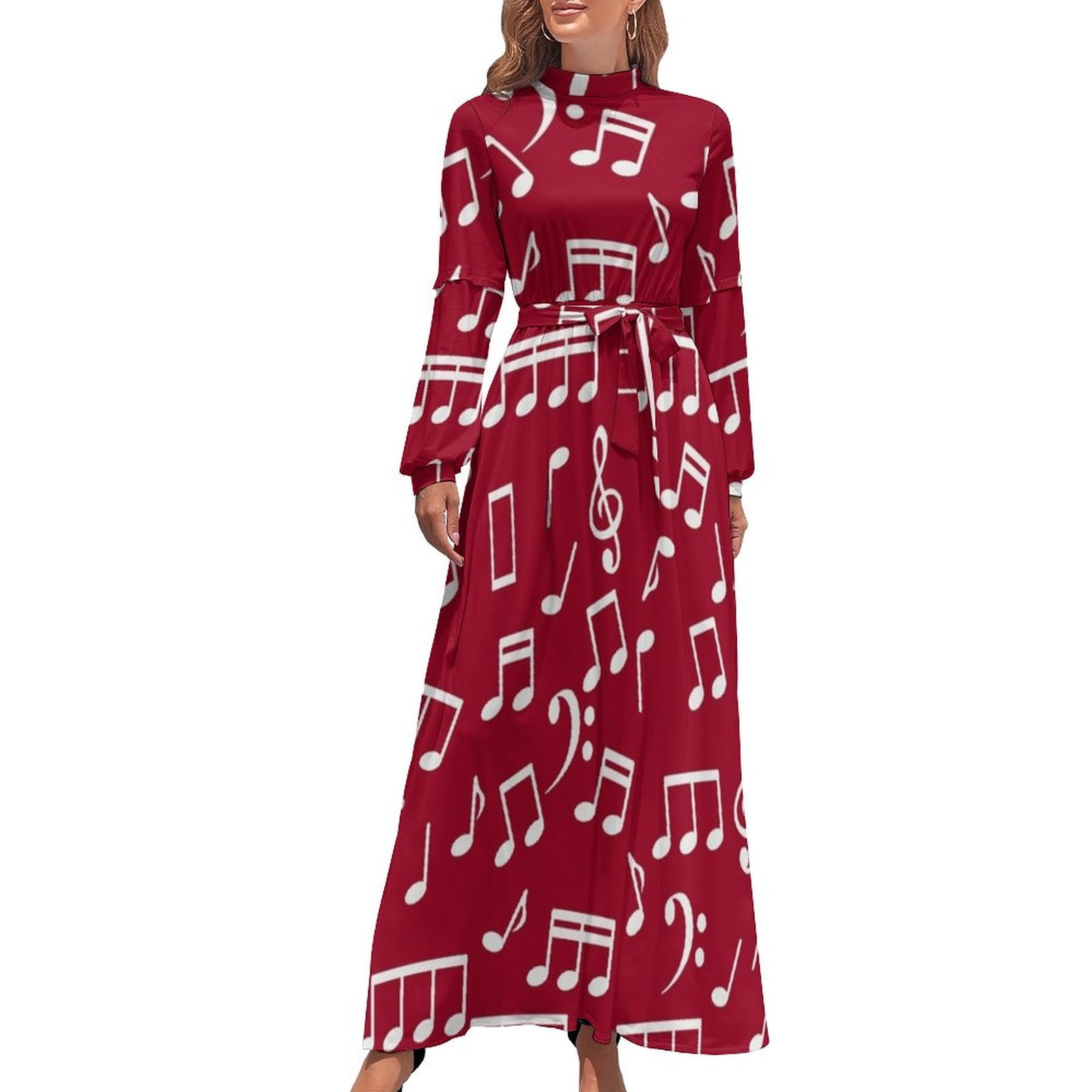 White Music Notes on Red Background Long Dress dress dresses evening ...