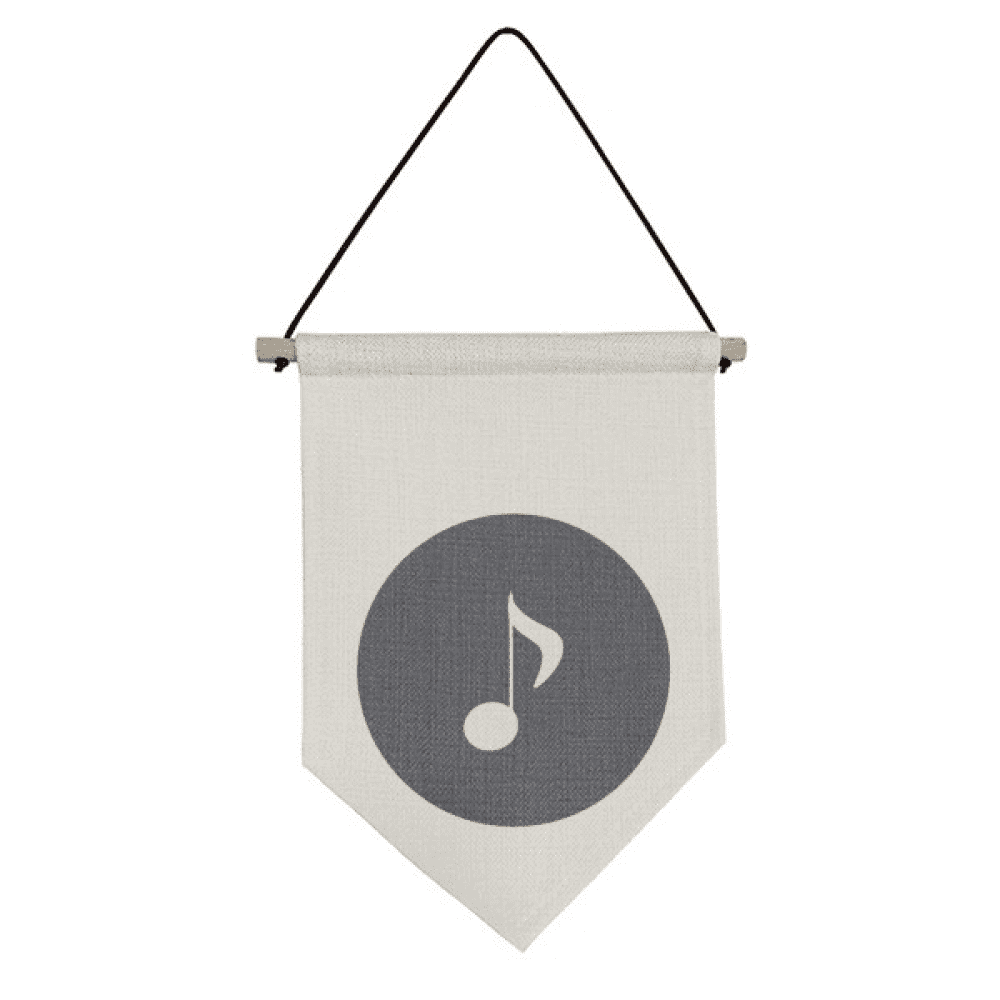 White Music Quaver Notes Black Canvas Flag Hanging Wall Art Decor ...