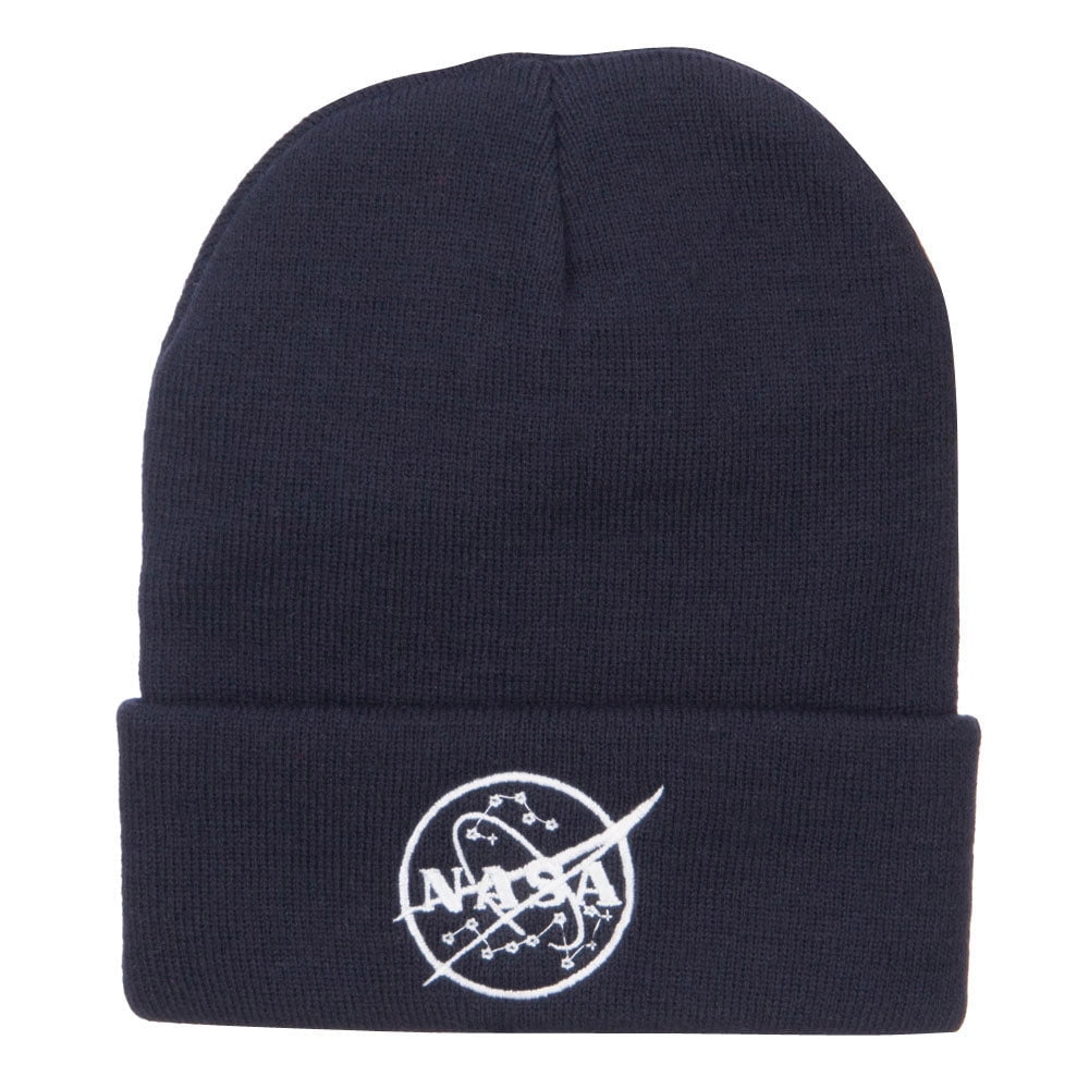 White NASA Logo Embroidered Long Beanie - Navy OSFM - Walmart.com