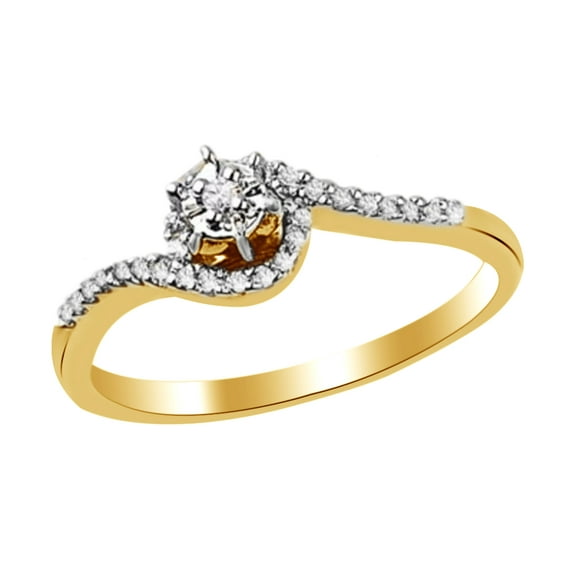 AFFY White Natural Diamond Accent Bypass Promise Ring In 10k Yellow ...