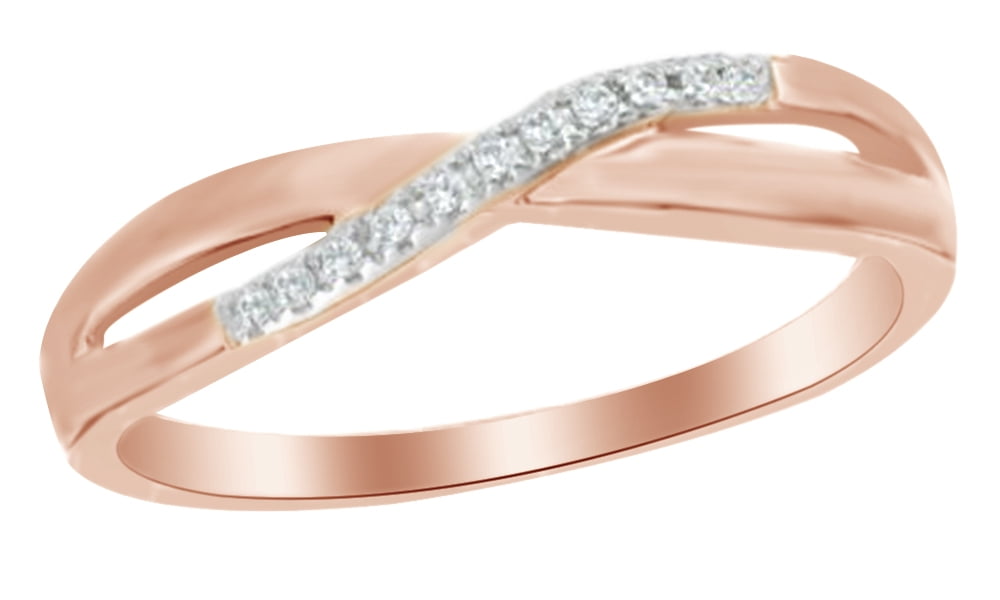 AFFY White Natural Diamond Accent Criss-cross Wave Band Ring In 10k ...