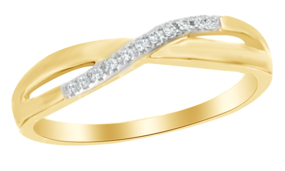 AFFY White Natural Diamond Accent Criss-cross Wave Band Ring In 10k ...