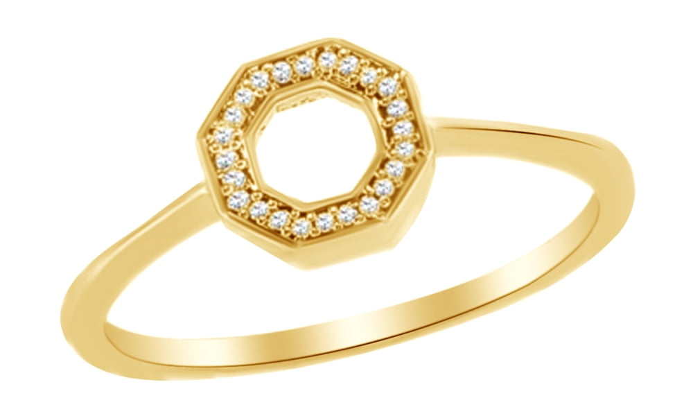 AFFY White Natural Diamond Accent Outline Octagon Ring In 10k Yellow ...