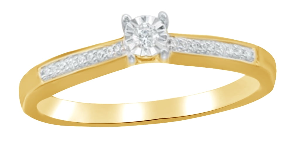 AFFY White Natural Diamond Accent Promise Ring In 10k Yellow Gold ...