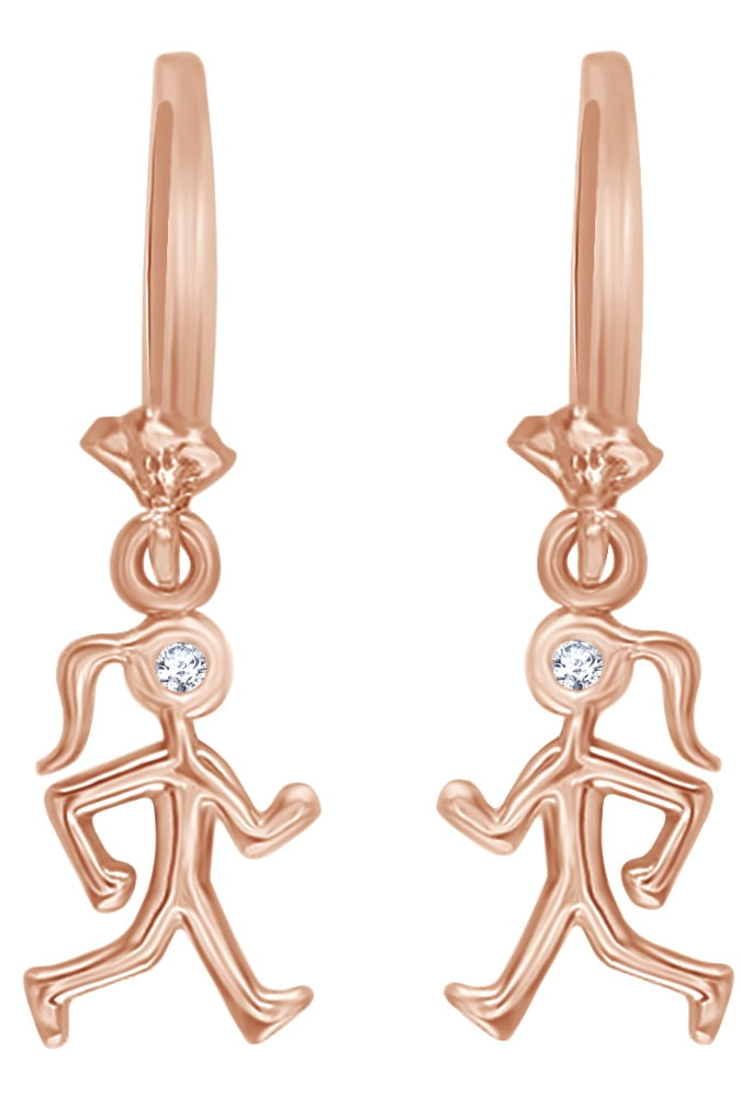 AFFY White Natural Diamond Accent Stick Figures Walking Womens Lever ...