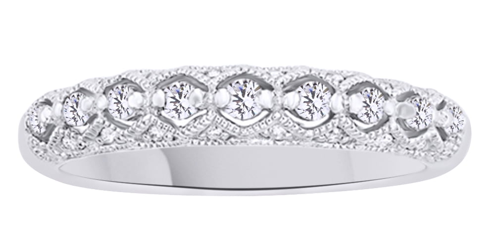 AFFY White Natural Diamond Anniversary Band Ring In 10k White Gold (0. ...