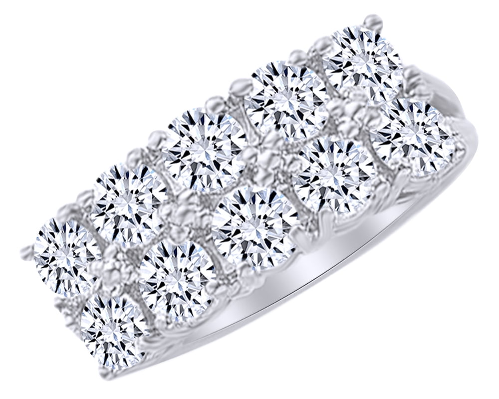 AFFY White Natural Diamond Anniversary Band Ring in 14k White Gold Ring ...