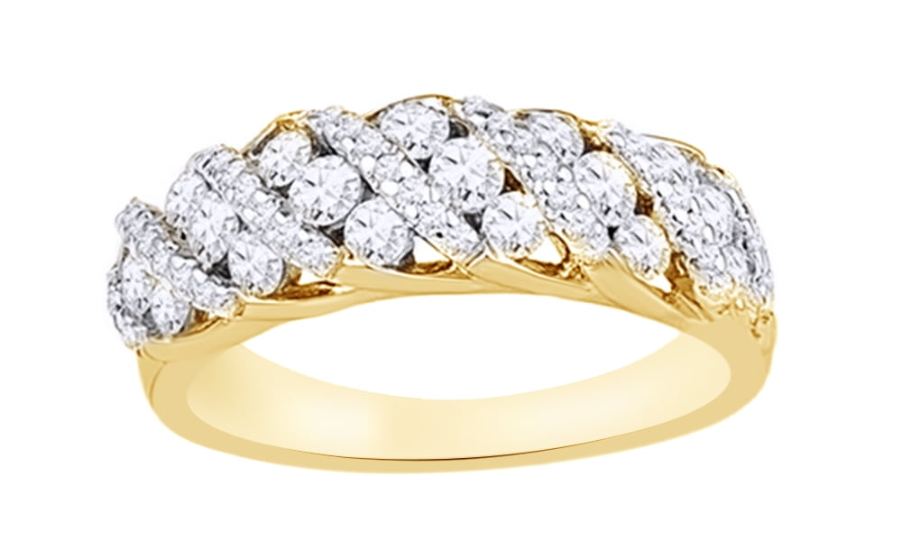 AFFY White Natural Diamond Anniversary Ring In 10k Yellow Gold (1 Cttw ...