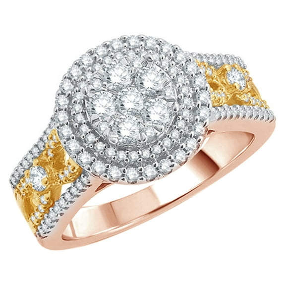 AFFY White Natural Diamond Cluster Double Frame Twist Shank Two Tone ...