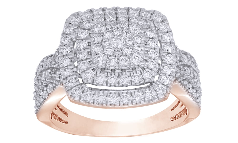 AFFY White Natural Diamond Cluster Square Frame Vintage Style Ring in ...