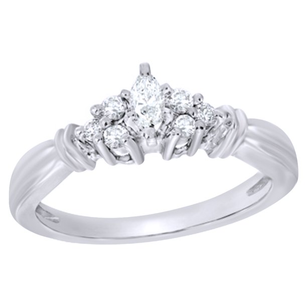 White Natural Diamond Collar Promise Ring In 14k White Gold (0.25 Cttw ...