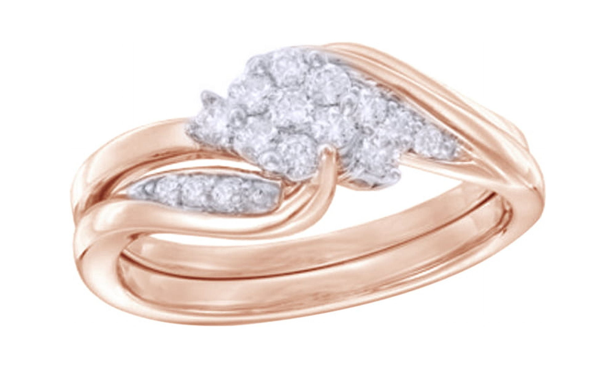 AFFY White Natural Diamond Composite Bridal Ring Set In Solid Gold (0. ...