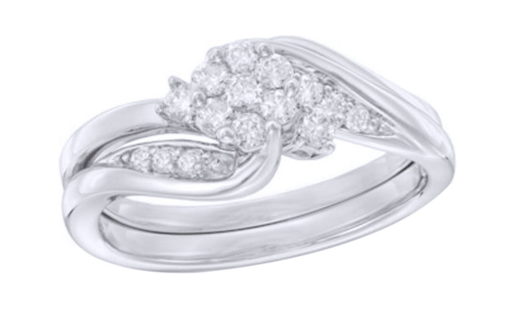 AFFY White Natural Diamond Composite Bridal Ring Set In Solid Gold (0. ...