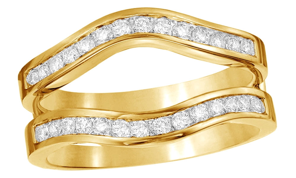 AFFY White Natural Diamond Contour Enhancer Ring in 14k Yellow Gold (0. ...