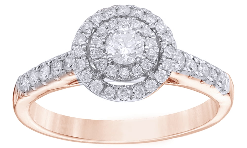 AFFY White Natural Diamond Double Frame Engagement Ring in 14K Rose ...
