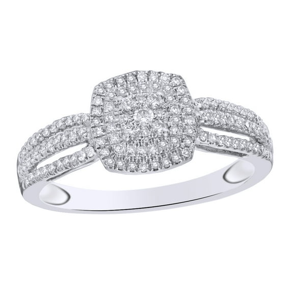 AFFY White Natural Diamond Double Frame Split Shank Engagement Ring in ...