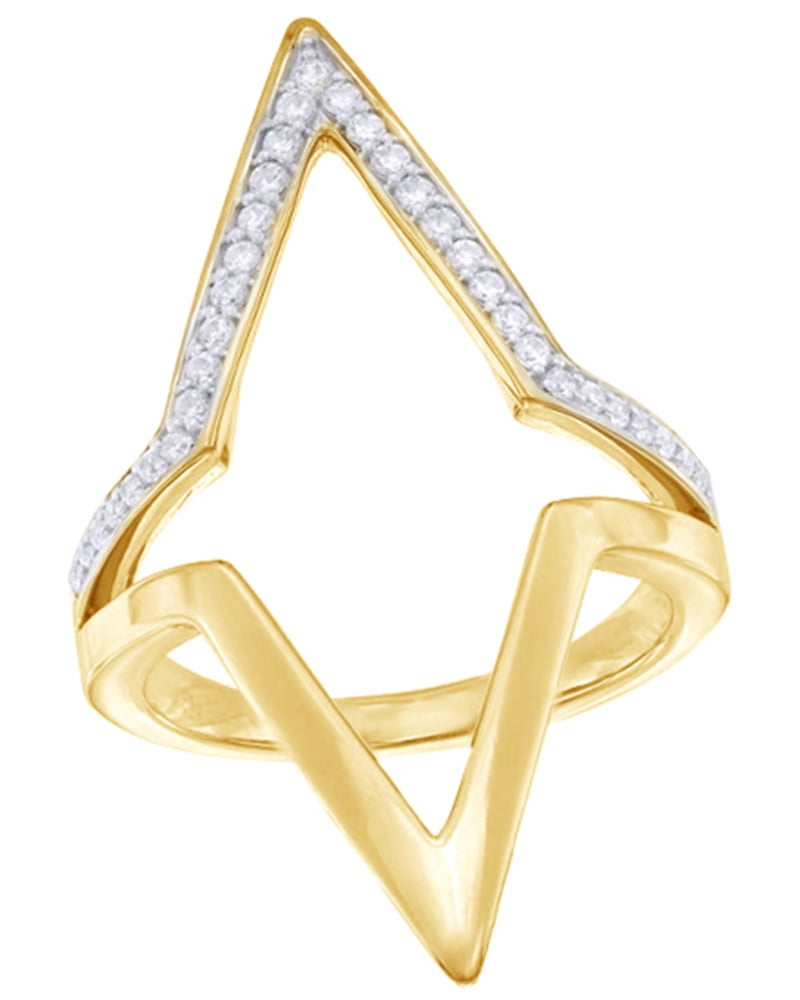 AFFY White Natural Diamond Double Point Geometric-Shape Ring in 10k ...