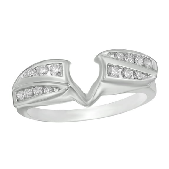 AFFY White Natural Diamond Double Row Solitaire Enhancer Guard Ring in ...