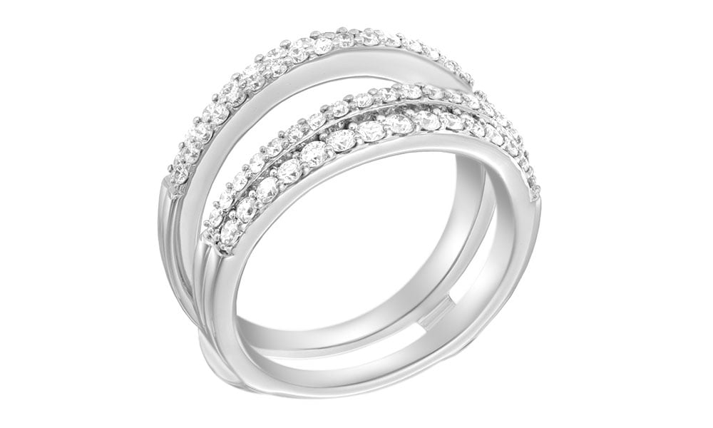 AFFY White Natural Diamond Double Row Solitaire Enhancer Ring in 14k ...