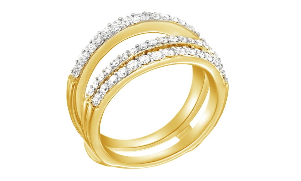 AFFY White Natural Diamond Double Row Solitaire Enhancer Ring in 14k ...