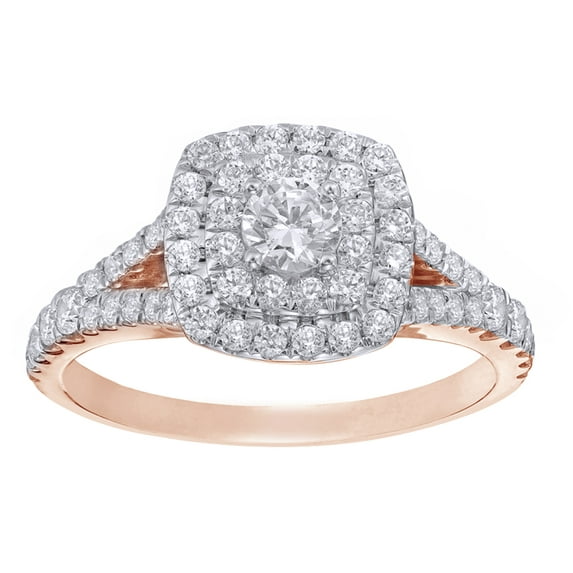 AFFY White Natural Diamond Double Square Frame Engagement Ring in 10K ...