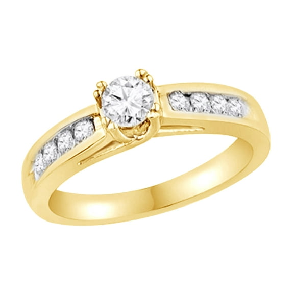 AFFY White Natural Diamond Solitaire Engagement Ring in 14k Yellow Gold ...