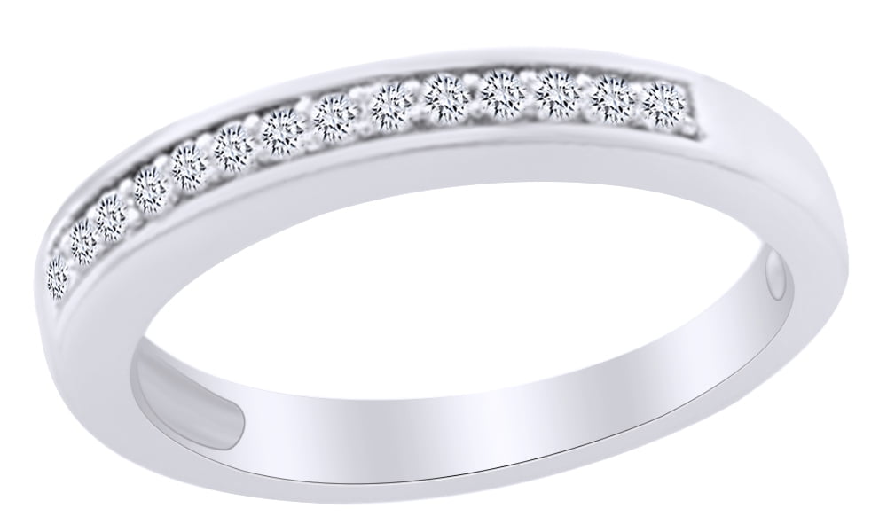 AFFY White Natural Diamond Engagement Ring in 14k White Gold (0.2 Cttw) Ring Size - 4 - Walmart.com