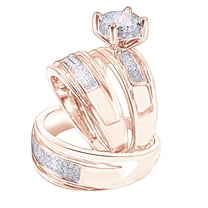 AFFY 0.40CT White Natural Diamond Wedding Trio Band Ring Set in 10k ...