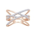 AFFY White Natural Diamond Fashion Criss-Cross Ring In 10k Rose Gold (0 ...