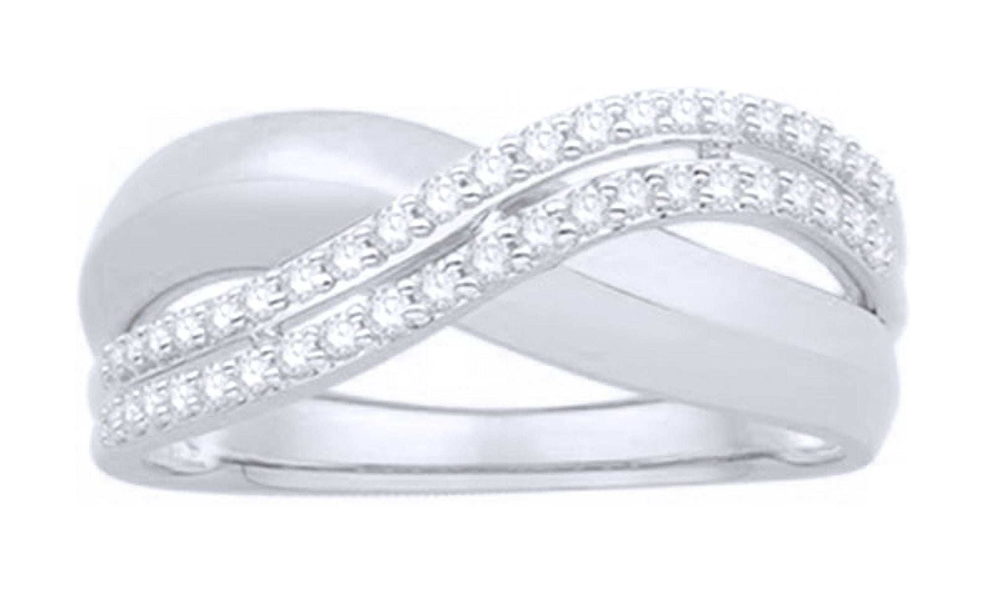 AFFY White Natural Diamond Fashion Ring In 10k White Gold (0.33 Cttw ...