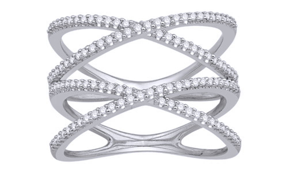 AFFY White Natural Diamond Fashion Ring In 10k White Gold (0.375 Cttw ...