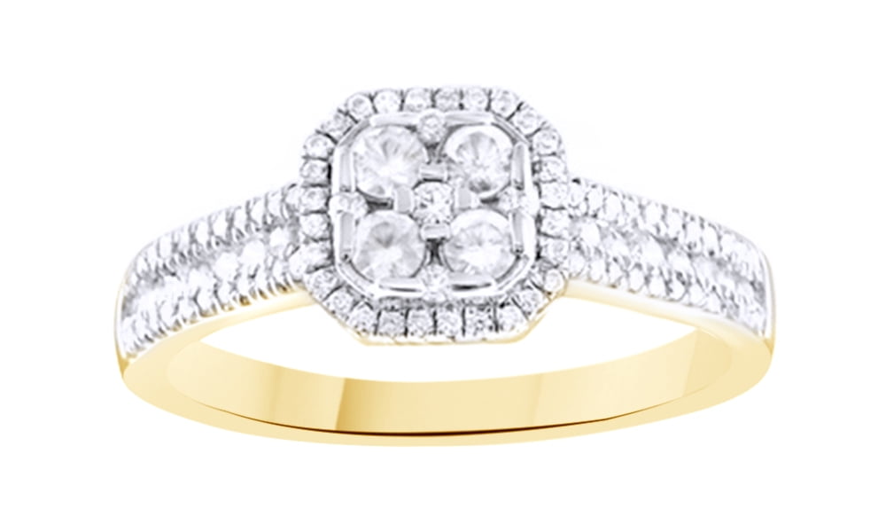 AFFY White Natural Diamond Fashion Ring In 10k Yellow Gold (0.5 Cttw ...