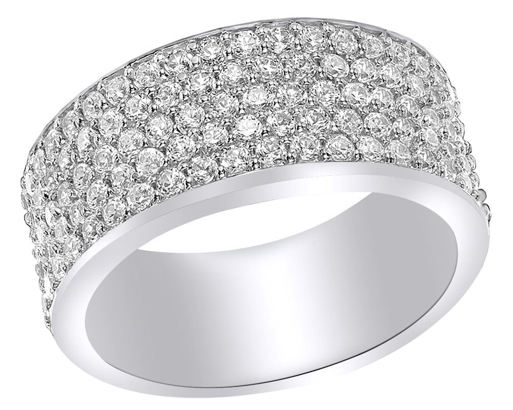 AFFY White Natural Diamond Five Row Fashion Engagement Band Ring in 10K ...