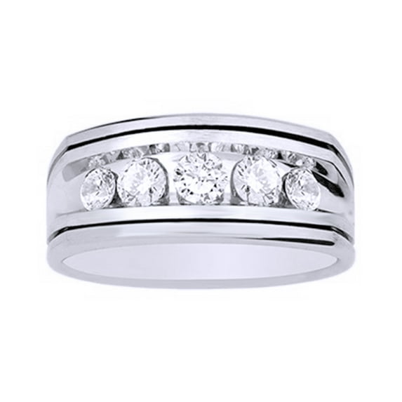 AFFY White Natural Diamond Five-Stone Two-Tone Band Ring In 10k White ...