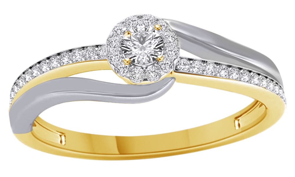 AFFY White Natural Diamond Frame Bypass Engagement Ring in Two Tone 14k ...