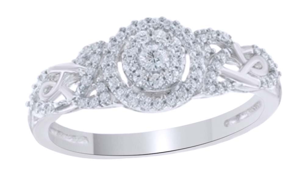 AFFY White Natural Diamond Frame Celtic Knot Promise Ring In 10k White ...