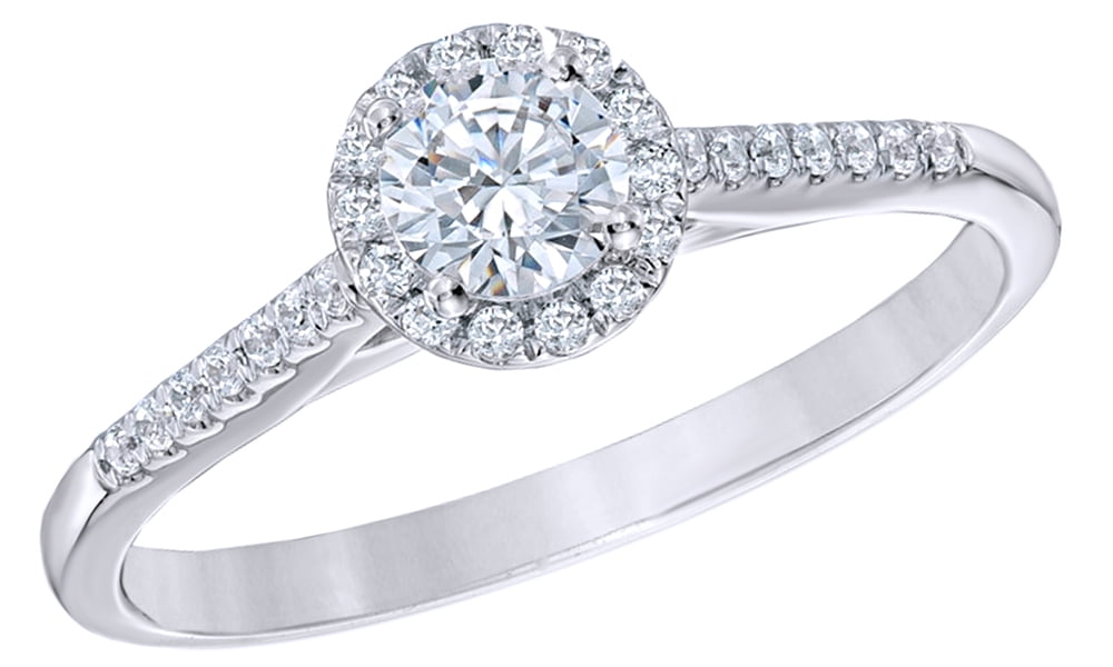 AFFY White Natural Diamond Frame Engagement Ring in 14K White Gold (0.5 ...