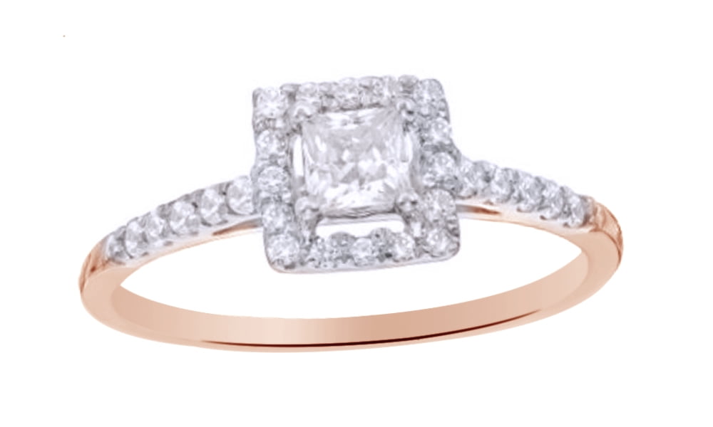 AFFY White Natural Diamond Frame Ring In Solid Gold (0.5 Cttw ...